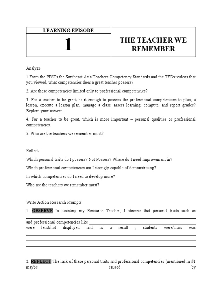 Learning Episode | PDF | Lesson Plan | Learning