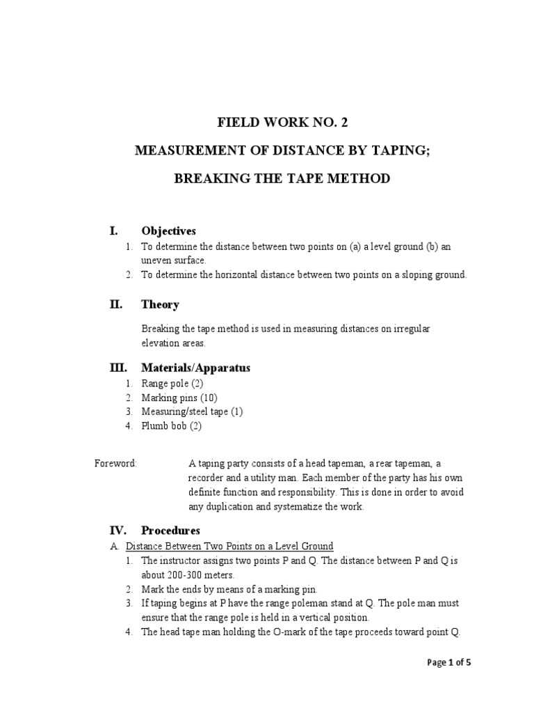Measurement of Distance by Taping | PDF