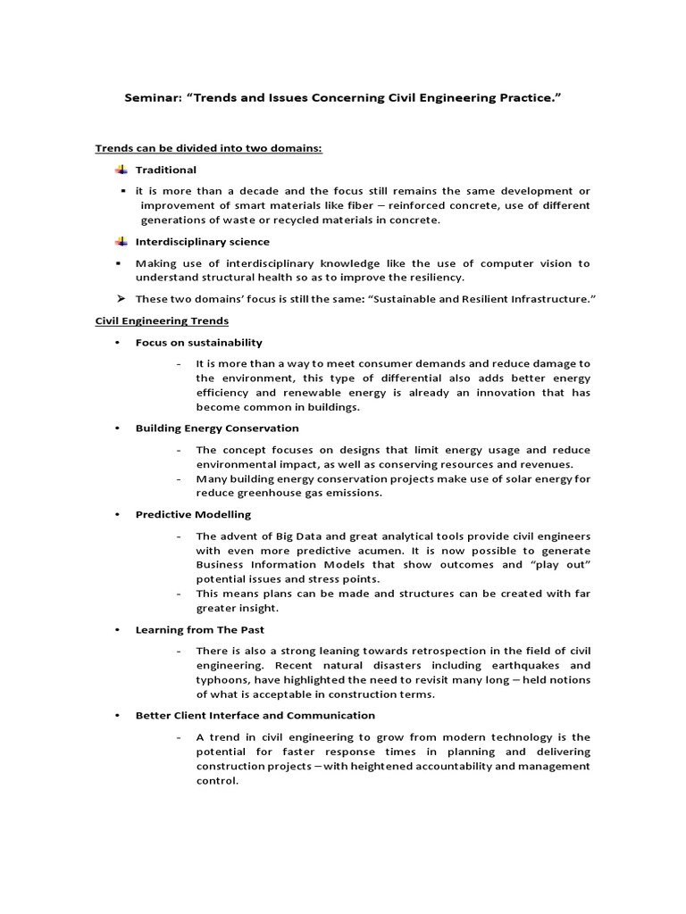 Trends and Issues in Civil Engineering | PDF | Infrastructure ...