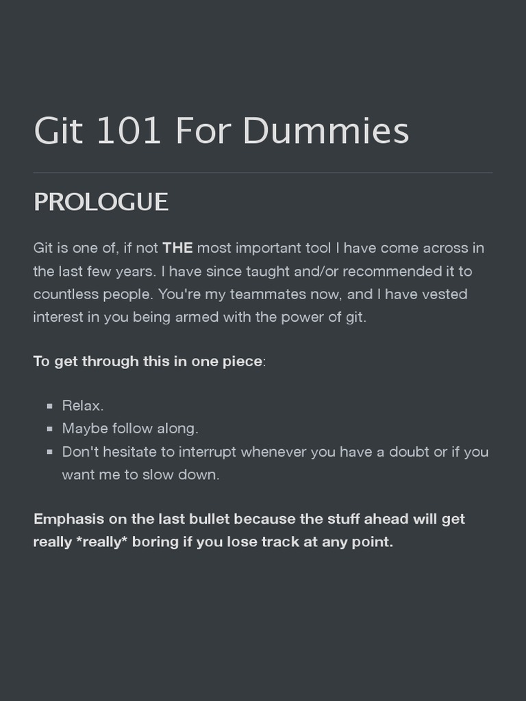 Git 101 For Dummies Prologue Pdf Information Technology Management