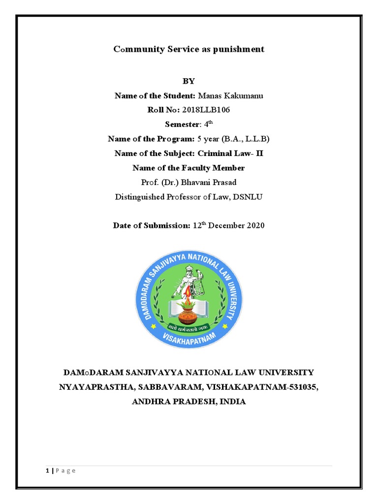 Community Service As Punishment | PDF | Sentence (Law) | Punishments