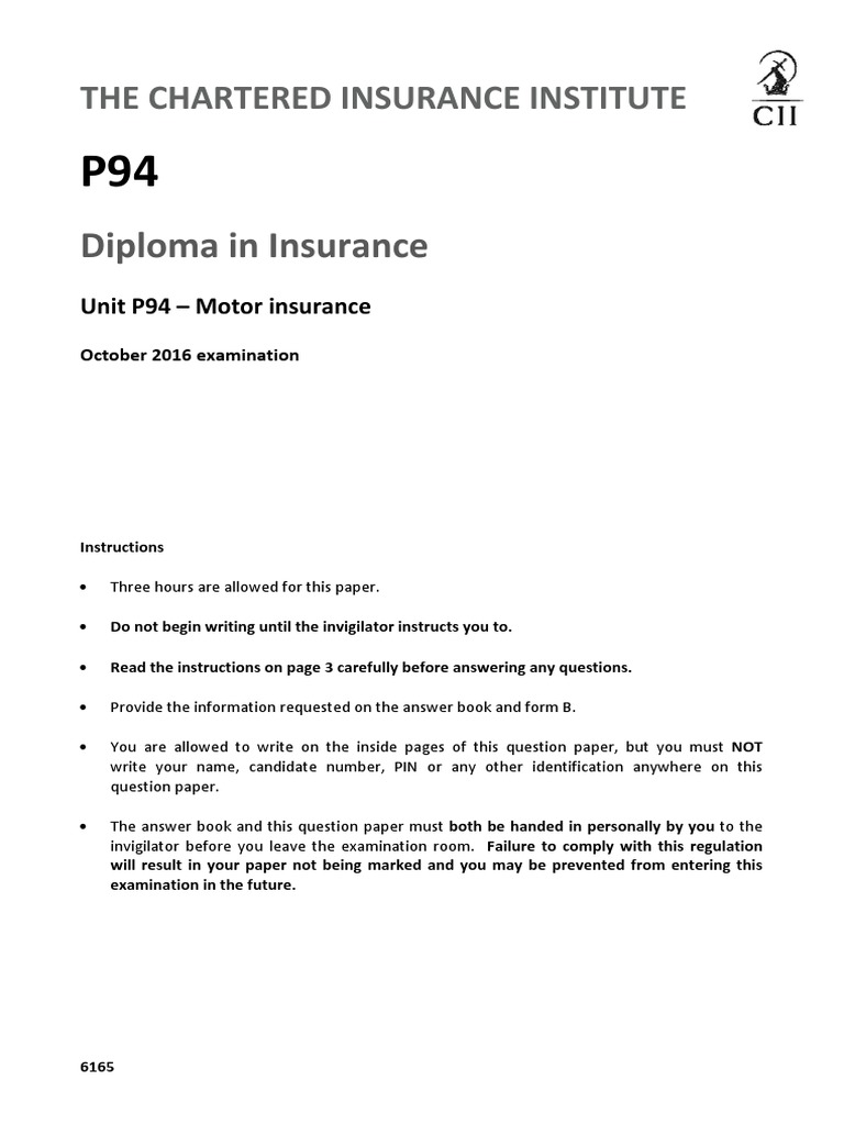 Diploma in Insurance: The Chartered Insurance Institute | PDF ...