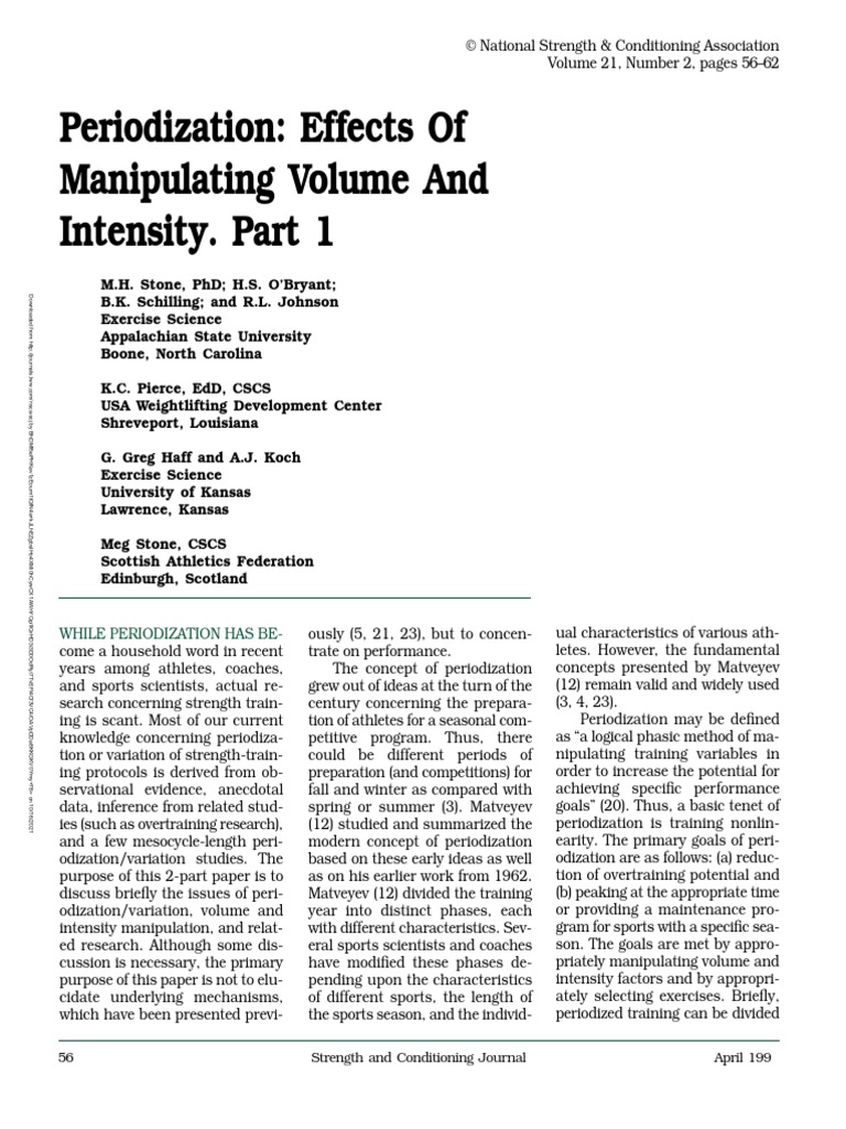 Periodization: Effects of Manipulating Volume and Intensity. Part 1 ...
