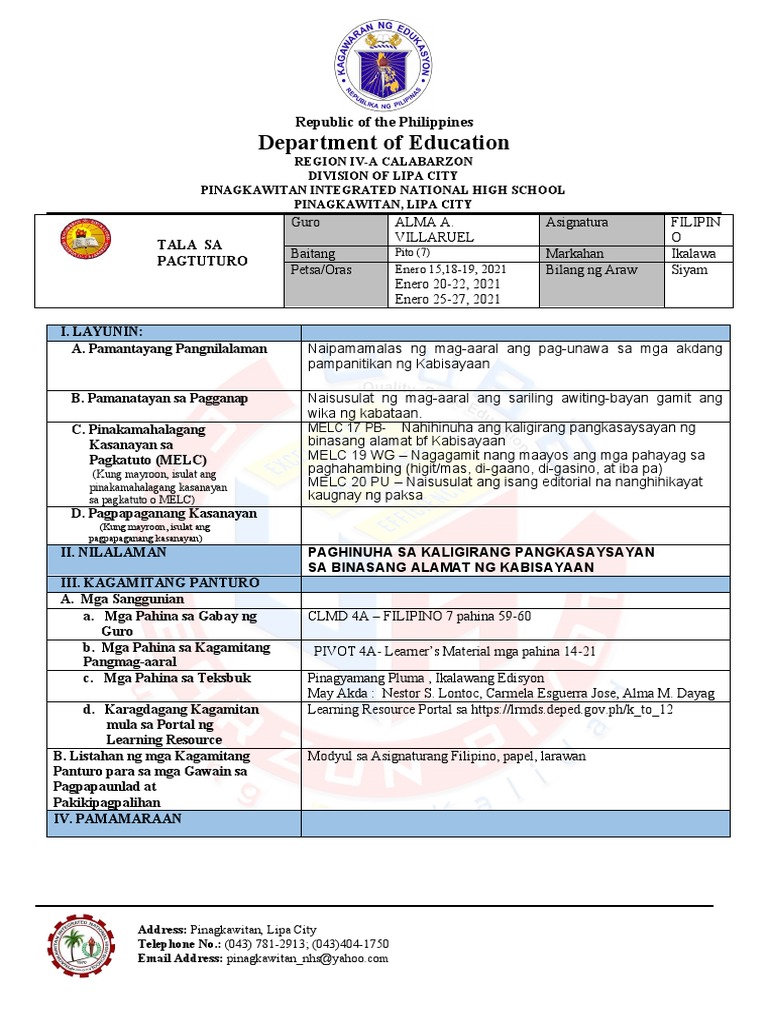 Filipino 7 Melc 1719 202nd Quarter | PDF