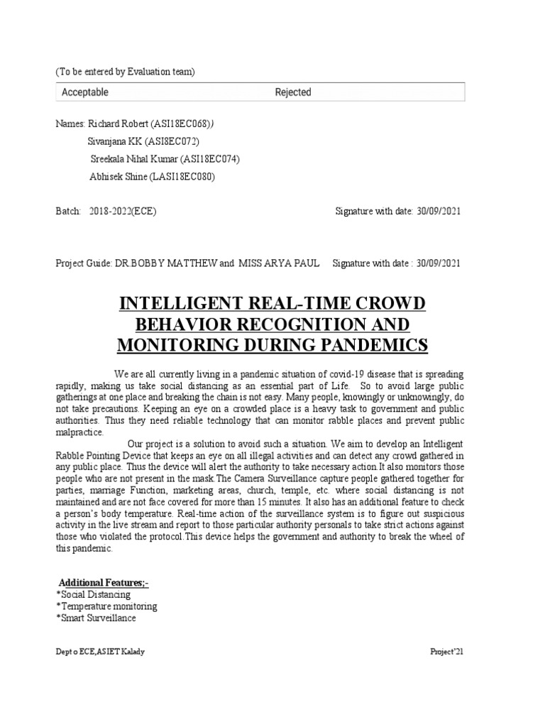 Intelligent Real-Time Crowd Behavior Recognition and Monitoring During Pandemics | PDF ...