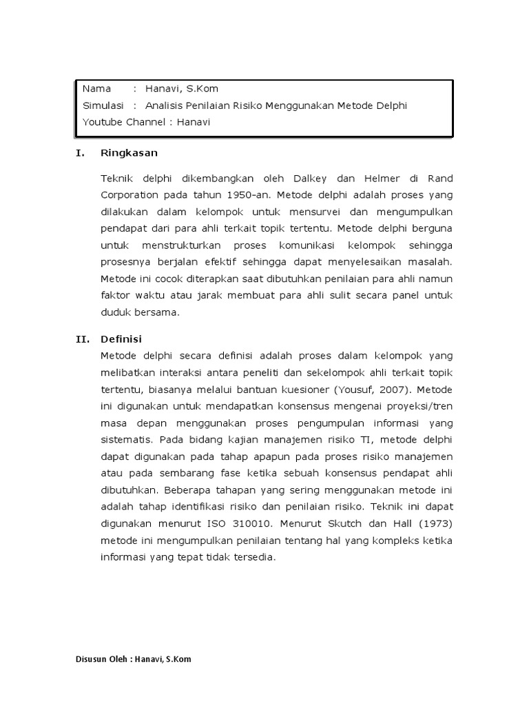 Metode Delphi: Teknik Konsensus Ahli | PDF