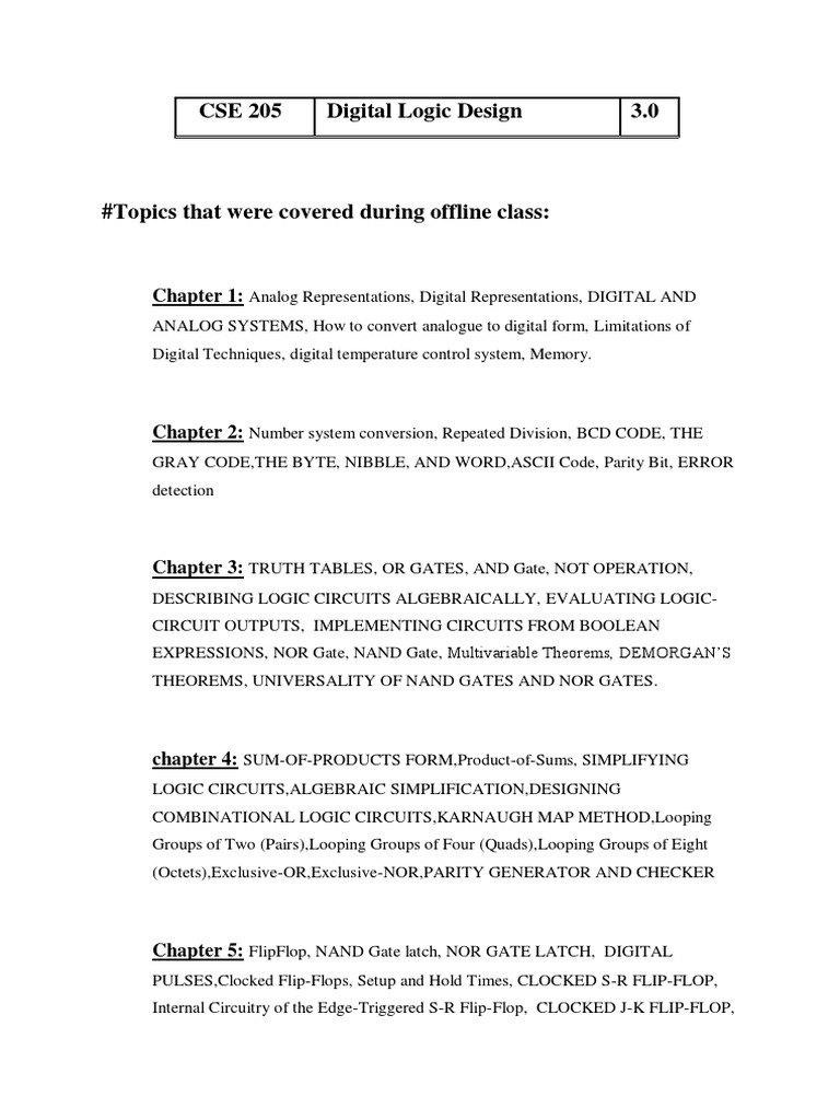DLD Syllabus | PDF | Logic Gate | Information And Communications Technology