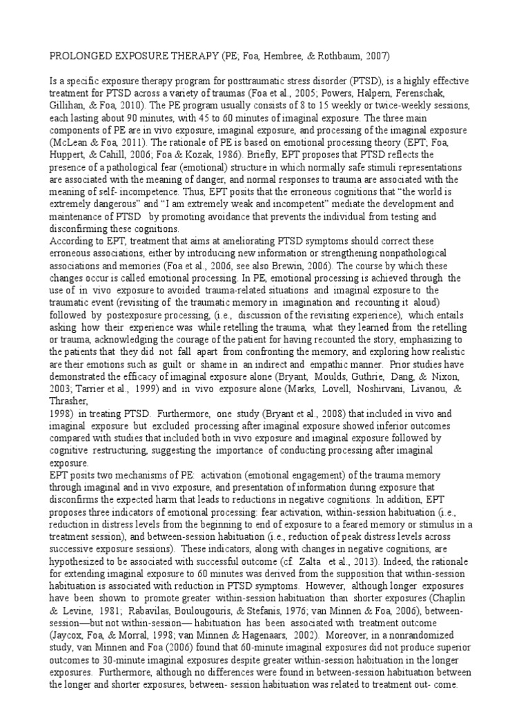 Prolonged Exposure Sessions With 20-Minute | PDF | Psychological Trauma ...