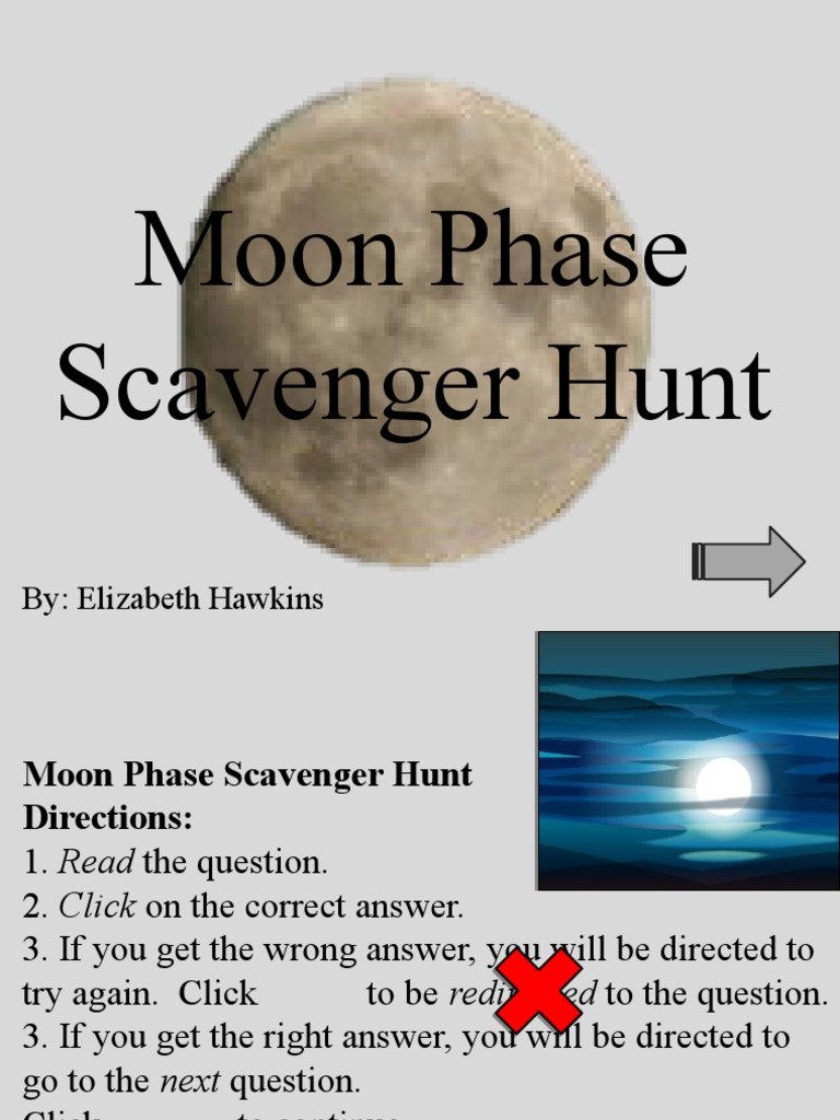 Moon Phase Scavenger Hunt: By: Elizabeth Hawkins | PDF | Moon | Neil ...