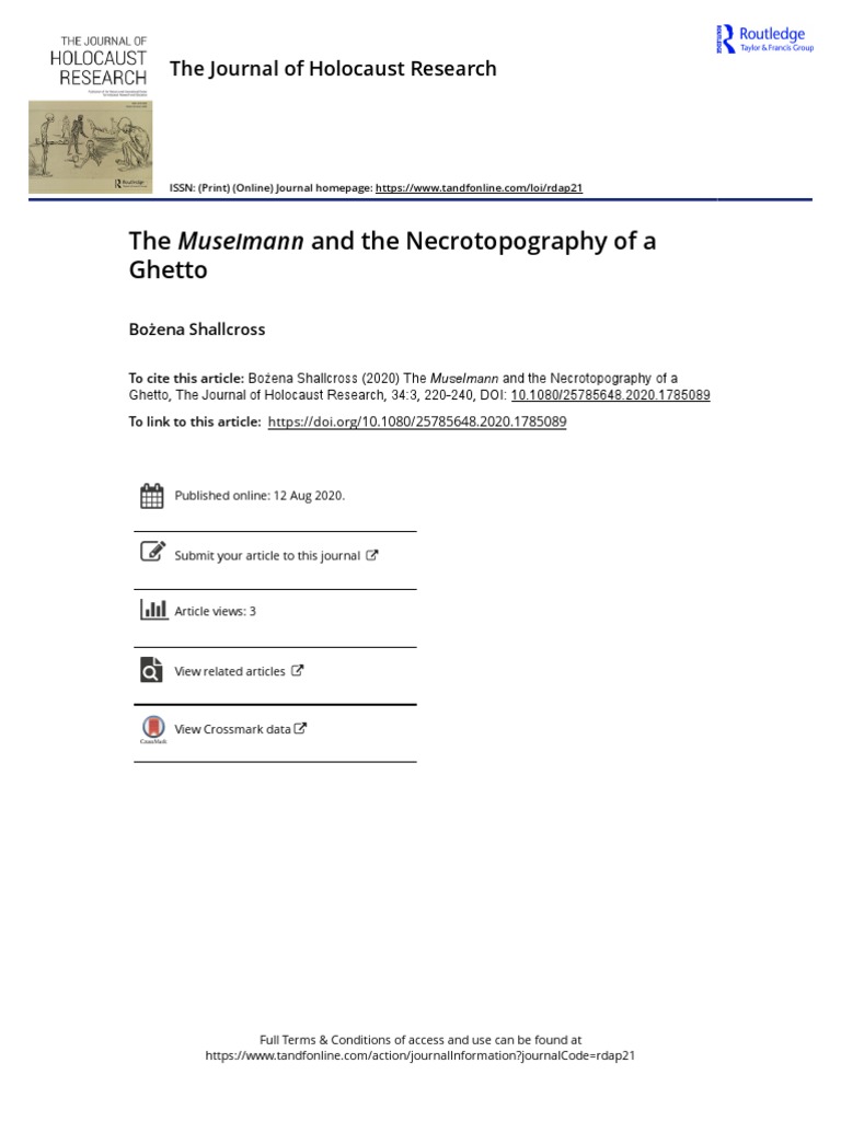 The Muselmann and The Necrotopography of A Ghetto | PDF | The Holocaust ...