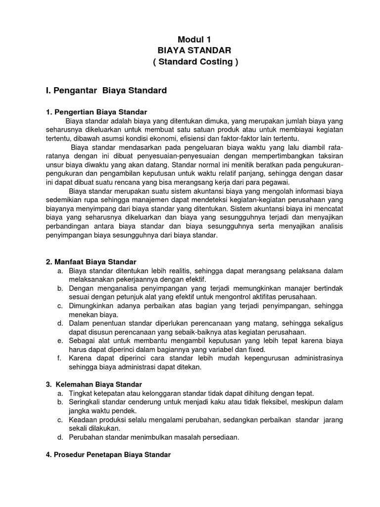 Modul 1 Harga Pokok Standar | PDF