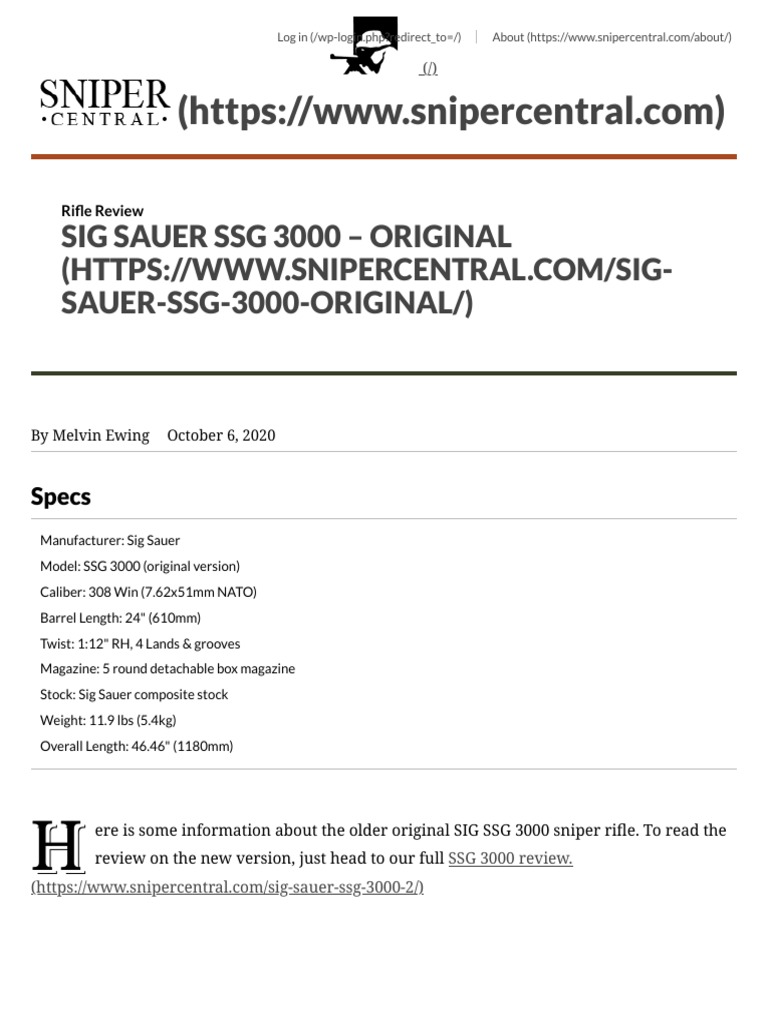 SIG SAUER SSG 3000 - ORIGINAL - Sniper Central | PDF | Rifle | Magazine ...