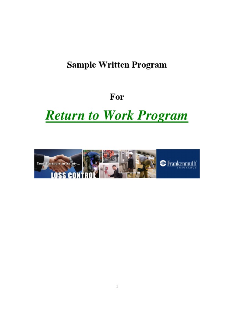 Return To Work Program | PDF | Workers' Compensation | Human Resources