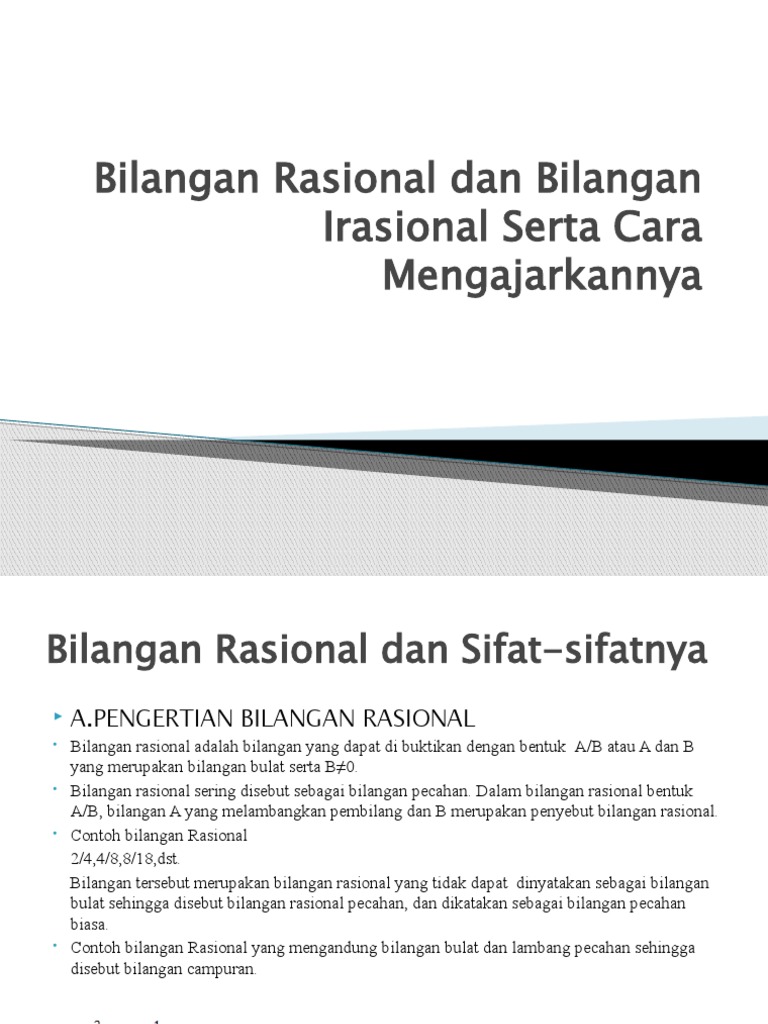 Bilangan Rasional Dan Bilangan Irasional Serta Cara Mengajarkannya | PDF