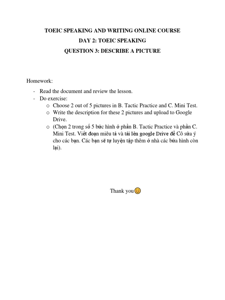 Toeic Speaking and Writing Online Course Day 2: Toeic Speaking Question ...