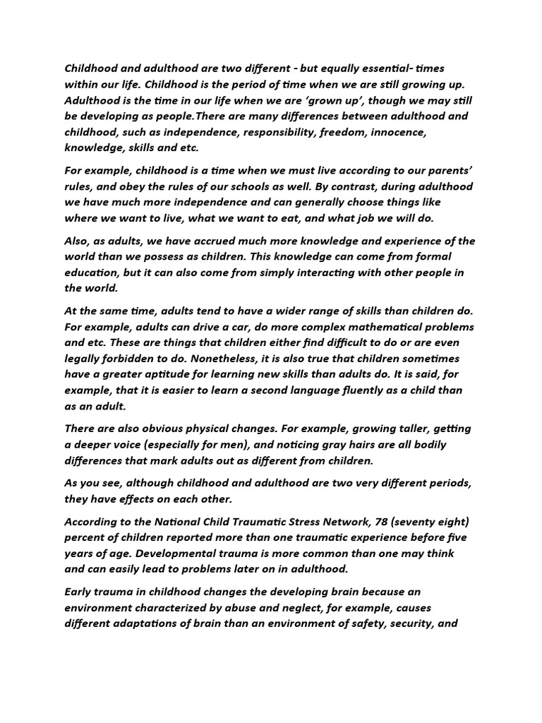 The Lasting Impacts Of Childhood Trauma On Adulthood Pdf
