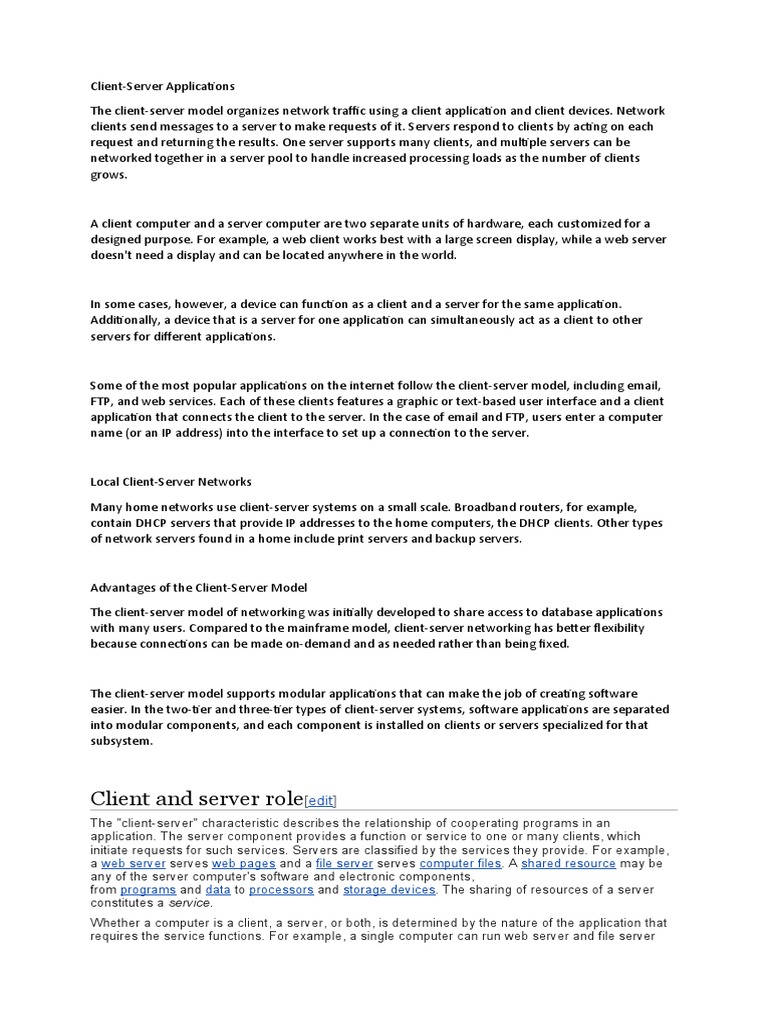 Client and Server Role | PDF | Client–Server Model | Server (Computing)
