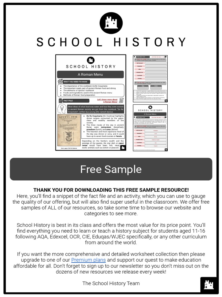 A Roman Menu Resource Sample | PDF | Foods | Food And Drink