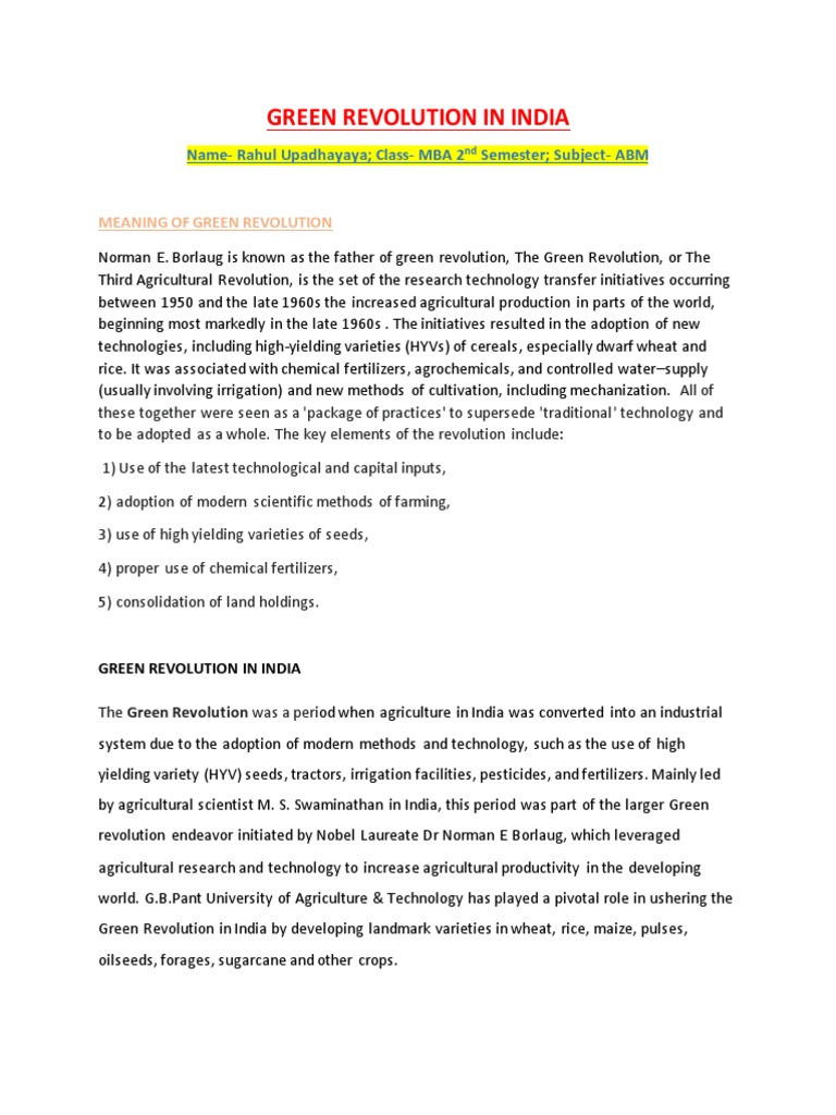Green Revolution's Impact in India | PDF | Green Revolution | Agriculture