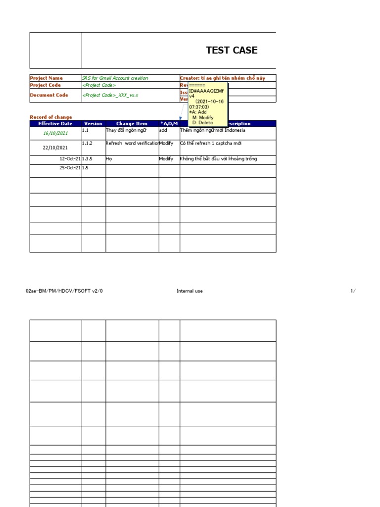Template - Test Case | PDF
