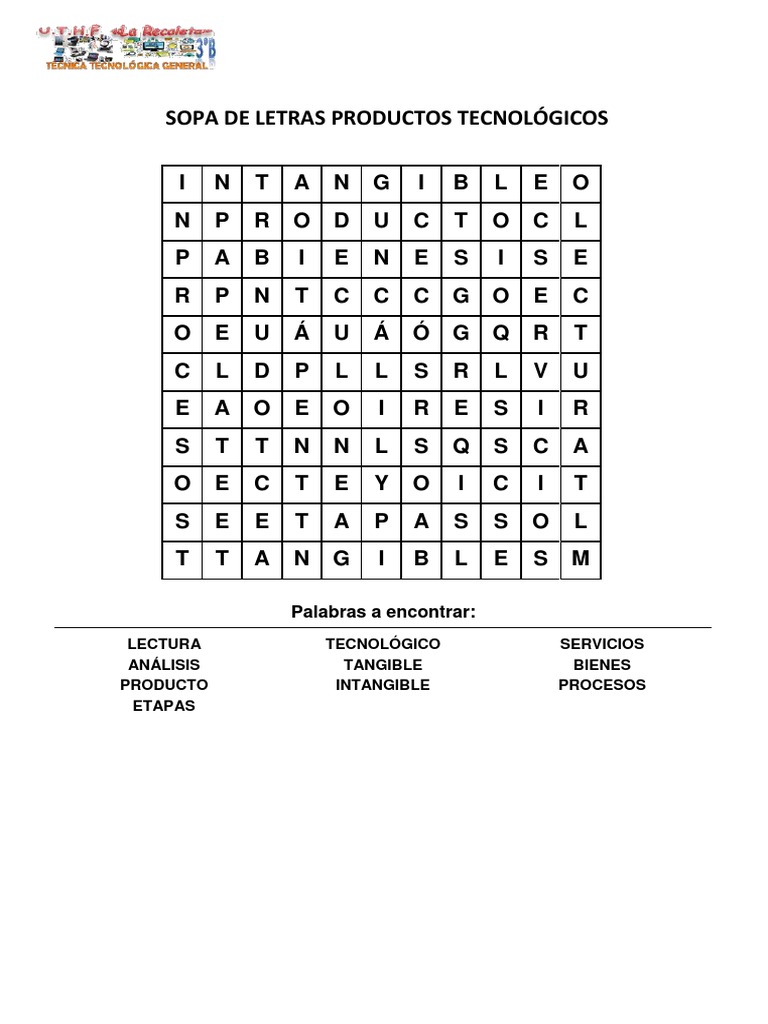 Sopa de Letras Productos Tecnológicos | PDF