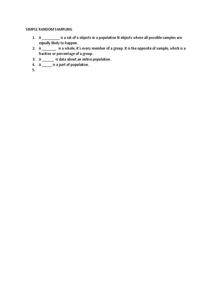 Simple Random Sampling | PDF