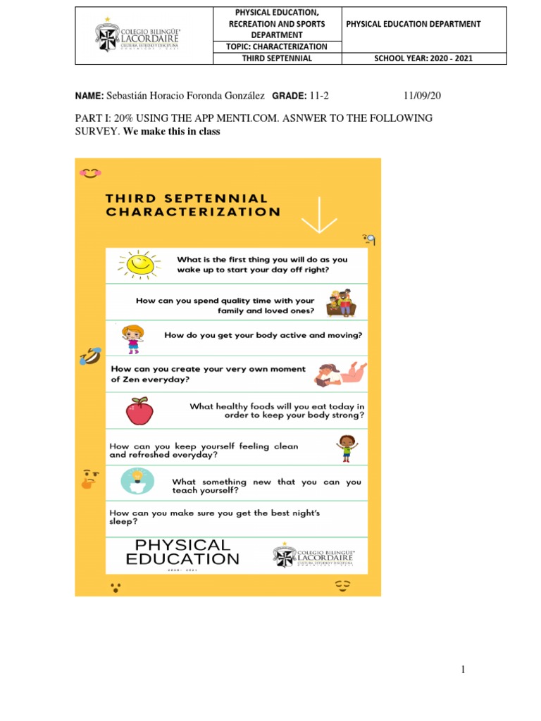 Characterization Physical Education 11-2 | PDF | Recreation | Physical ...