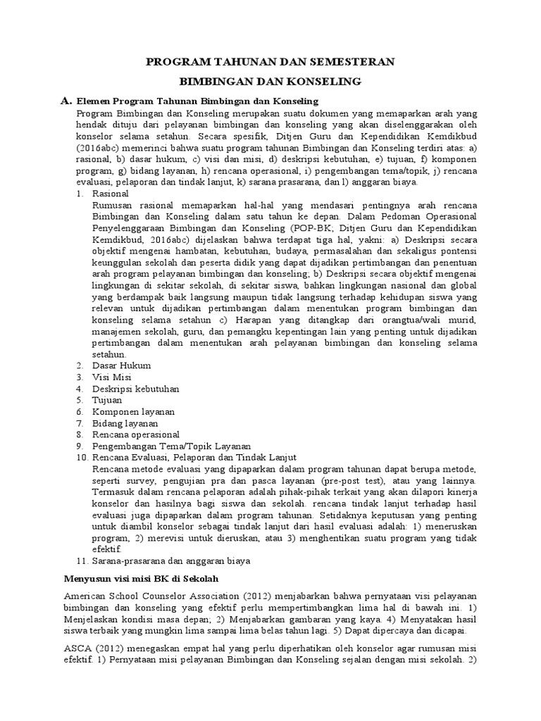 Program Tahunan Dan Semesteran BK | PDF