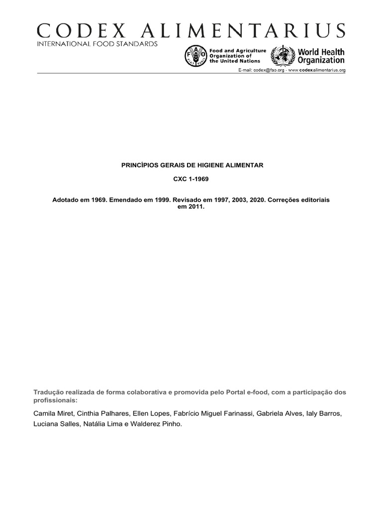 CODEX CAC CXC - 1 APPCC 2020 - PT BR | PDF | Análise de perigos e ...