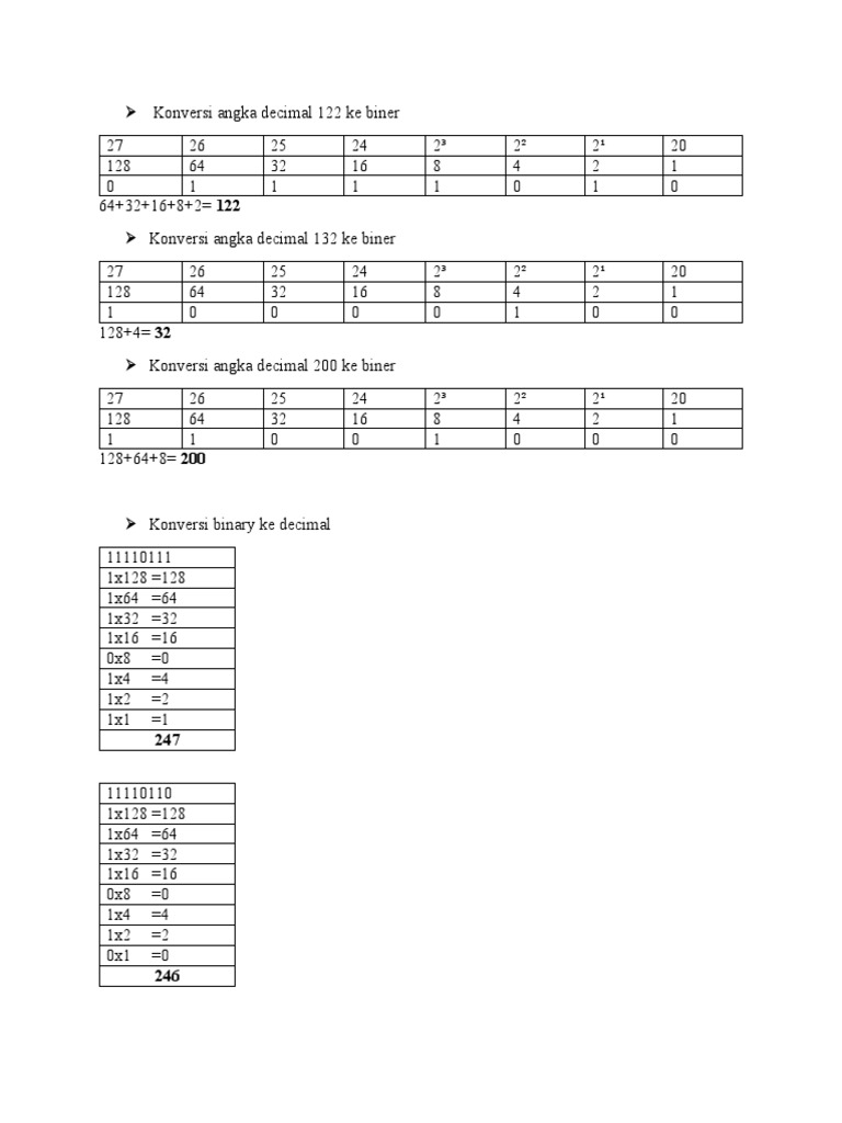 Decimal 122 to Binary Conversion | PDF