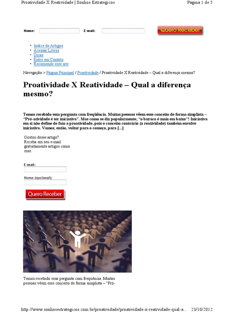 Proatividade X Reatividade | PDF | Autoestima | Conceitos psicológicos