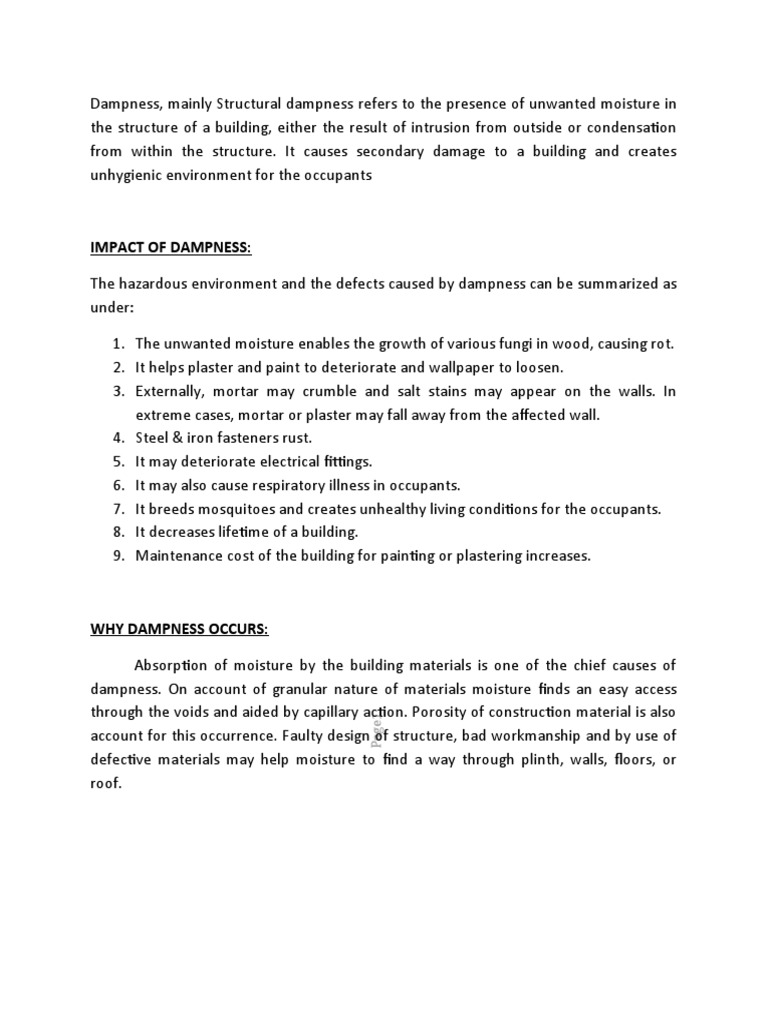 Dampness | PDF | Nature | Building Engineering