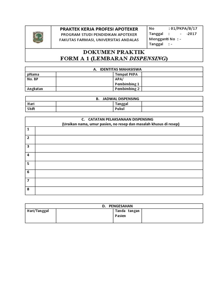 Form PKPA Apotek (Lembar Dispensing) ) | PDF