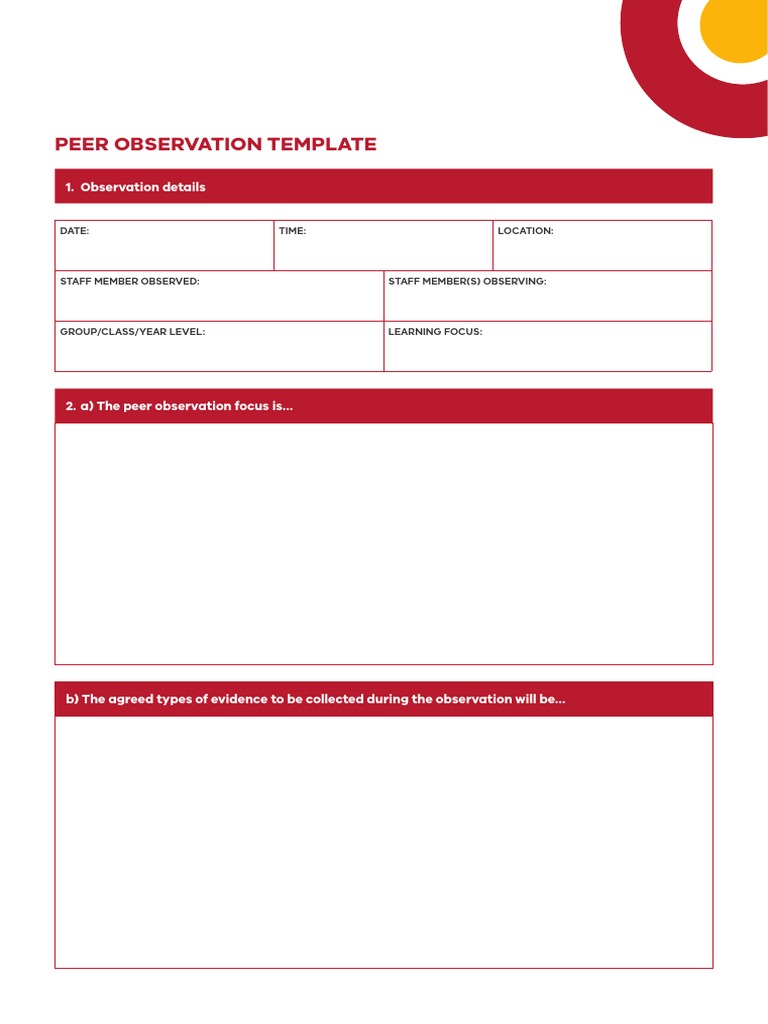 Peer Observation Template Guide | PDF | Art