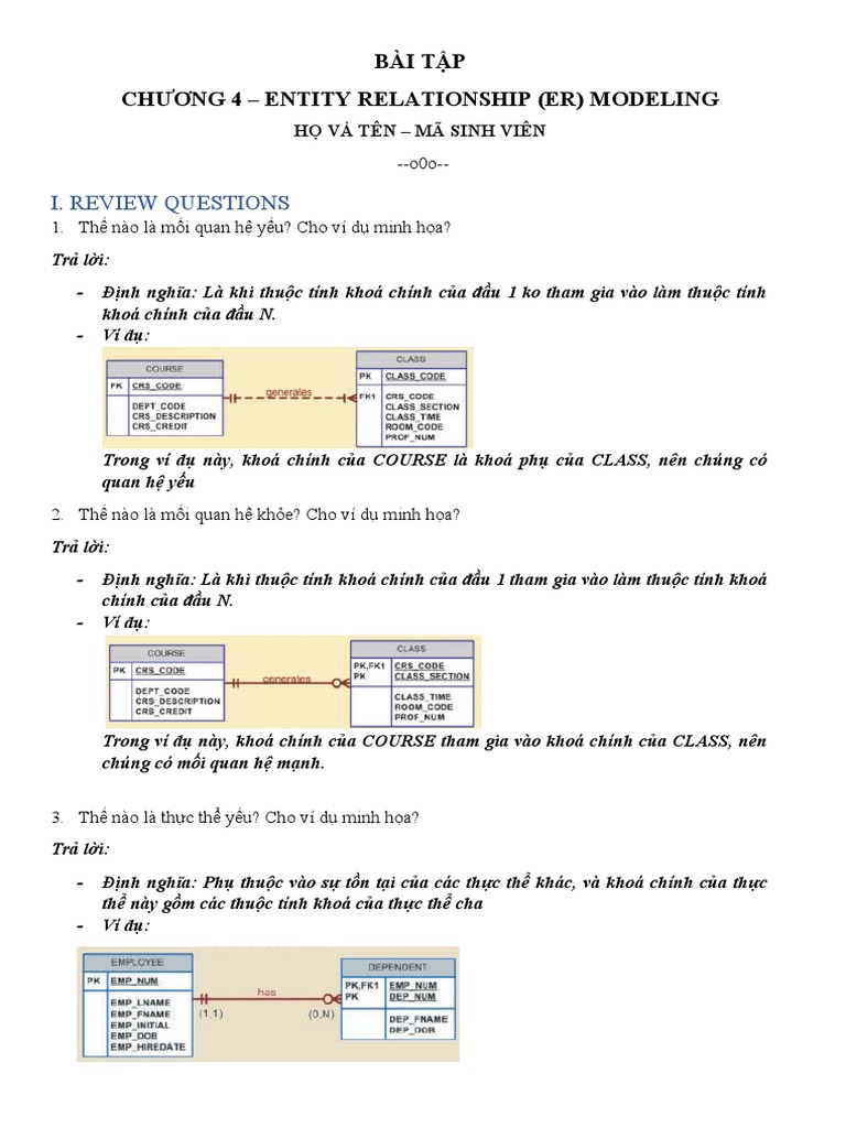 A41174 - Hoàng Chí Hiếu - Chapter4 - Entity Relationship (ER) Modeling | PDF