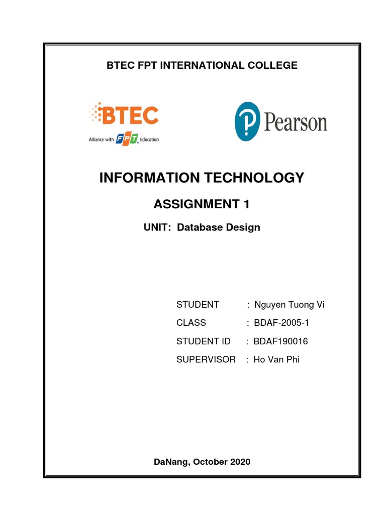 Information Technology: Assignment 1 | PDF | Databases | Table (Database)