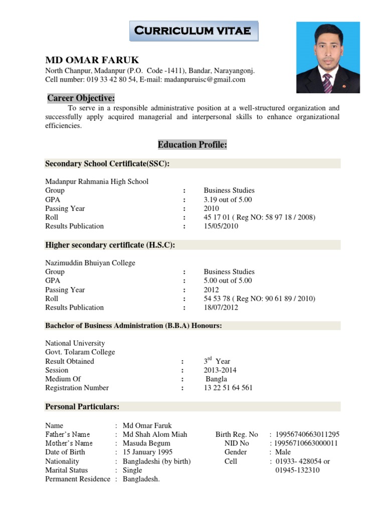 Curriculum Vitae: MD Omar Faruk | PDF | Bangladesh | Computing