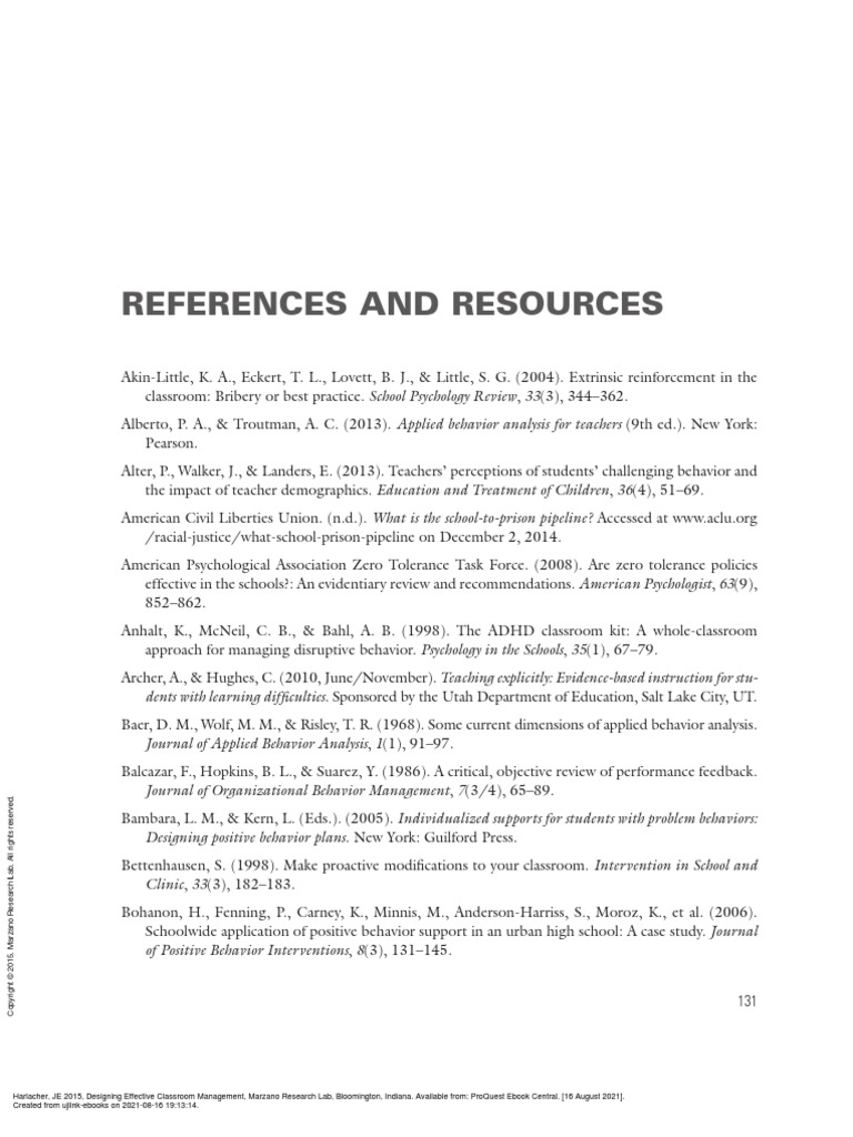 Designing Effective Classroom Management - (References and Resources ...