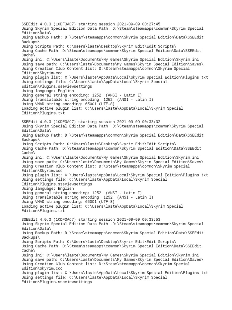 SSEEdit Log | PDF | Text File | Computing