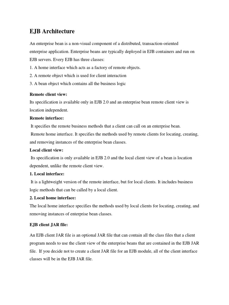 EJB Architecture: Remote Client View | PDF | Method (Computer Programming) | Computer Engineering