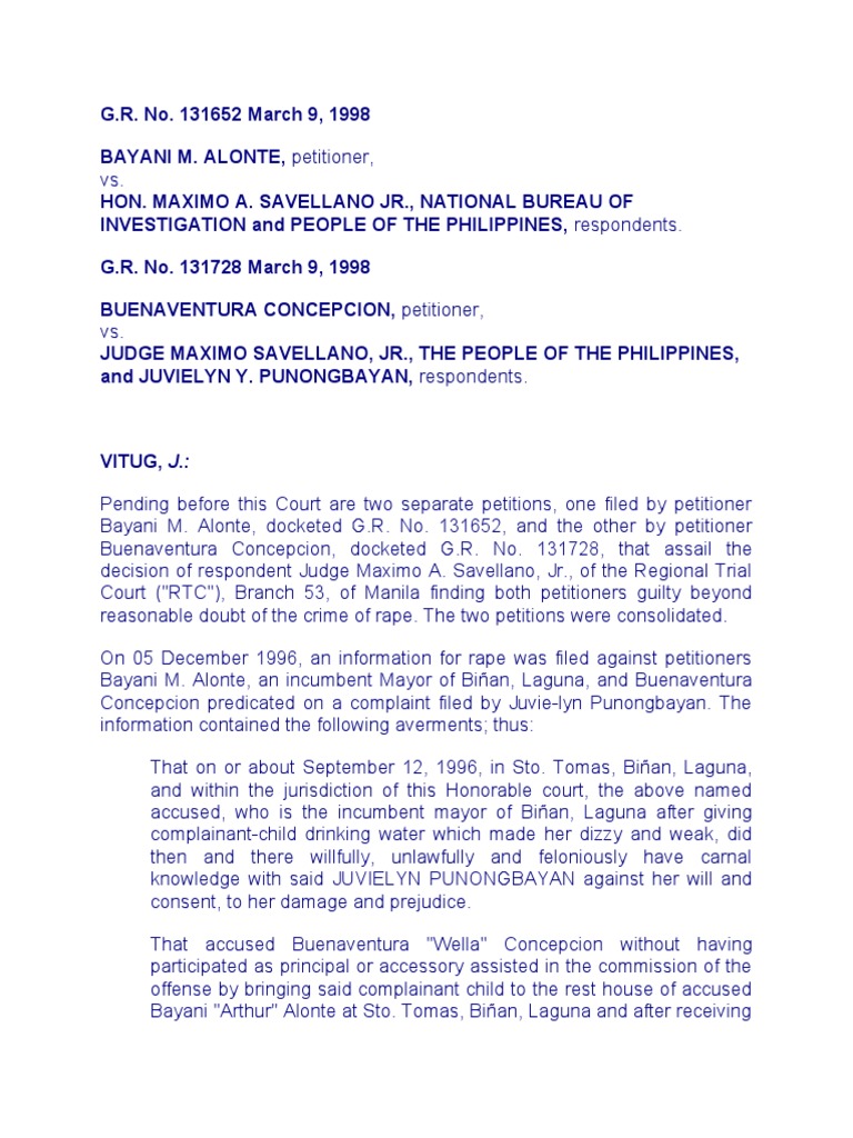 Alonte vs. Savellano: Rape Case Appeal | PDF | Prosecutor | Arraignment