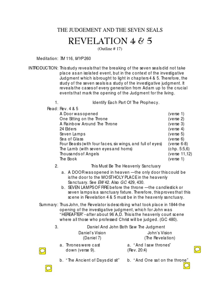 Revelation 4 & 5: The Judgement and The Seven Seals | PDF | Second ...