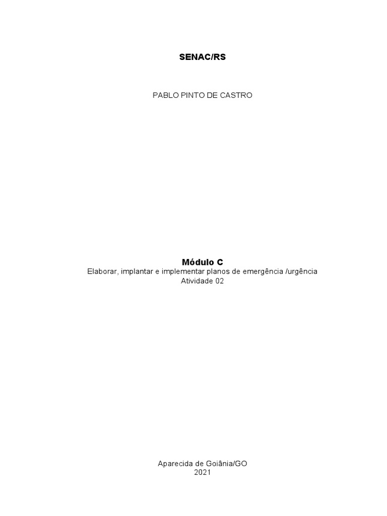 TST Atividade02 - Modelo | Download grátis PDF | Resgate | Primeiros socorros