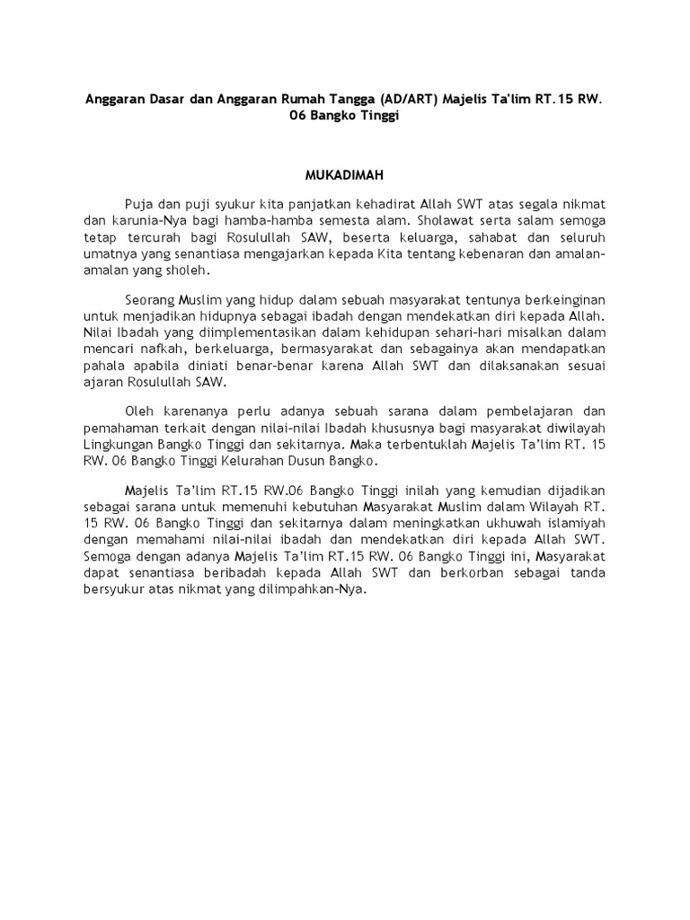 Dokumen - Tips Ad Art Majelis Talim | PDF | Politik