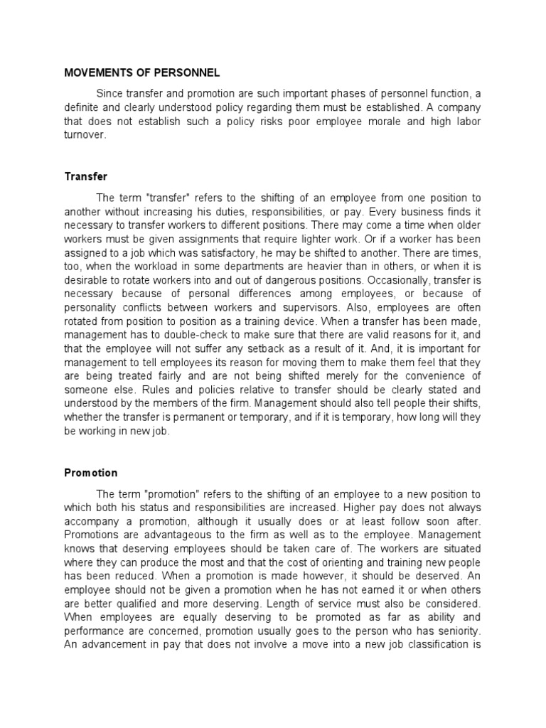 Movements of Personnel | PDF | Employment | Layoff