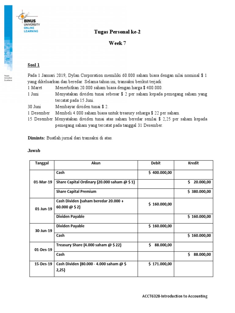 Introduction To Accounting - Individual Assignment 2 - Patrick Mayer Halim | PDF