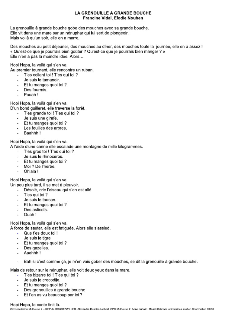 La Grenouille A Grande Bouche | PDF