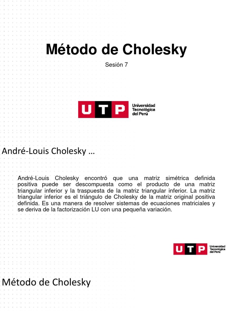 S07.s1 Metodo de Cholesky | PDF | Objetos matemáticos | Álgebra lineal