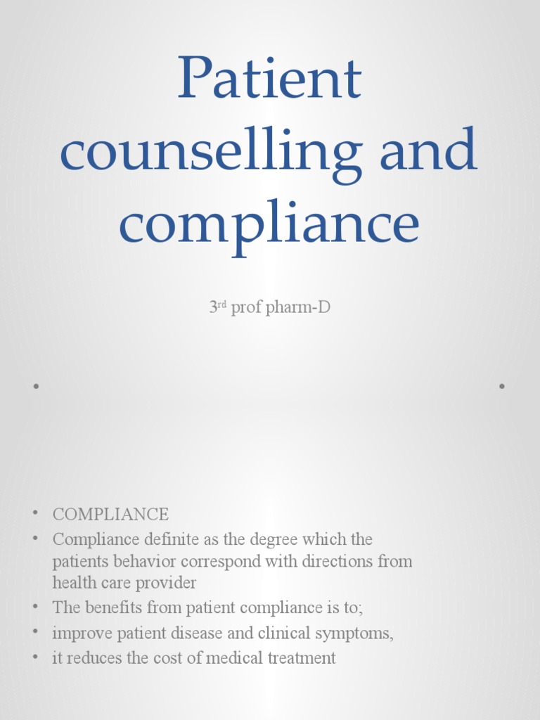 Enhancing Patient Compliance Through Effective Pharmacist Counseling | PDF | Pharmacy | Patient