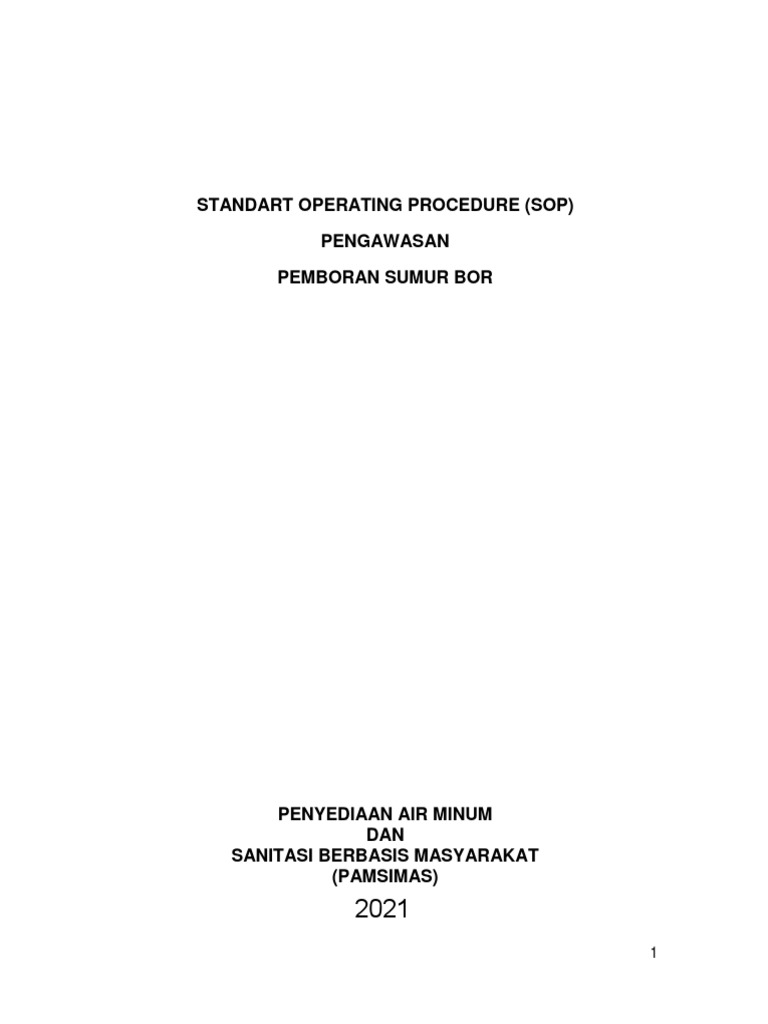Sop Pamsimas Pengawasan Sumur Bor 0821 | PDF